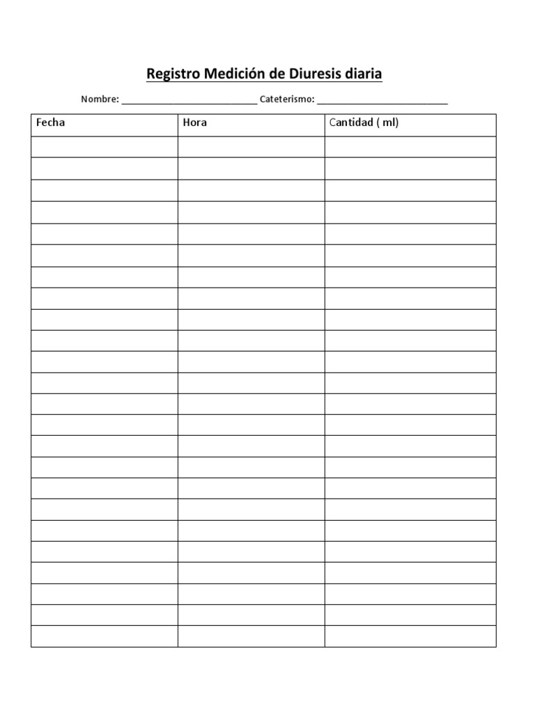 Registro Medición de Diuresis Diaria | PDF