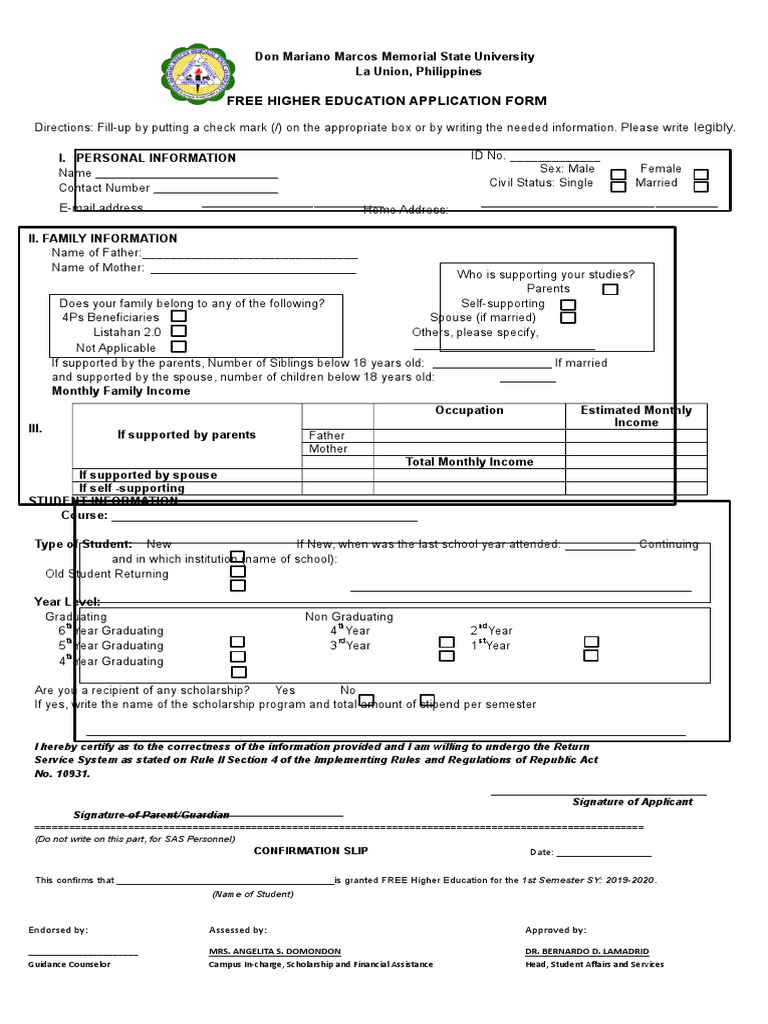 Free Higher Education Application Form: Legibly | PDF | Behavior ...
