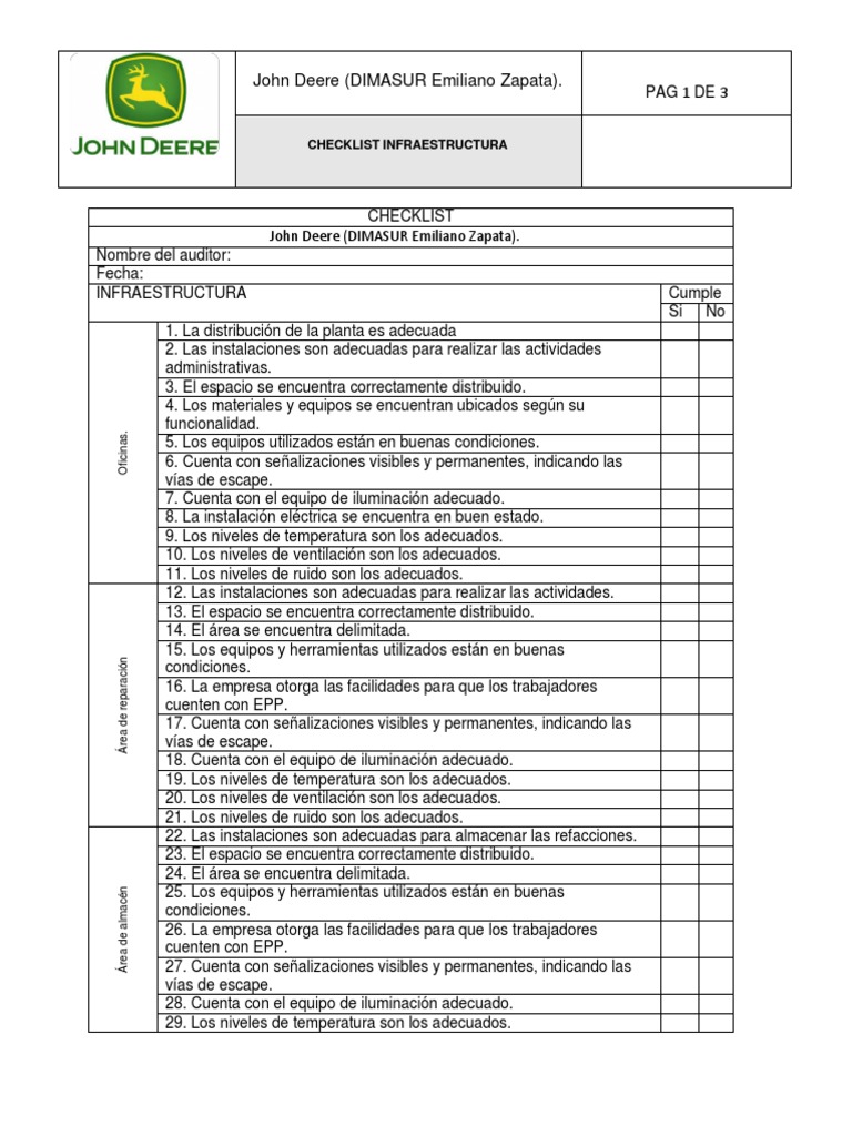Check List John Deere | PDF | Agitación | Violencia