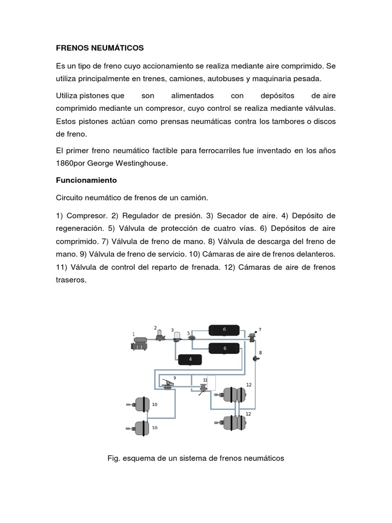 Funcionamiento de Frenos Neumáticos | PDF | Bomba | Vehículos