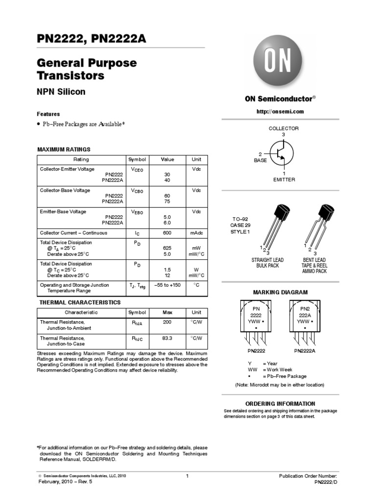 PN2222, PN2222A General Purpose Transistors: NPN Silicon | PDF ...