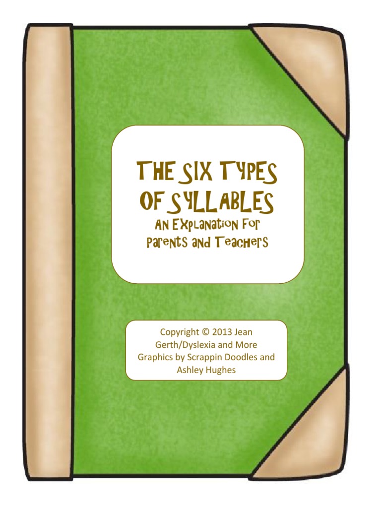 The Six Types of Syllables: An Explanation For Parents and Teachers ...