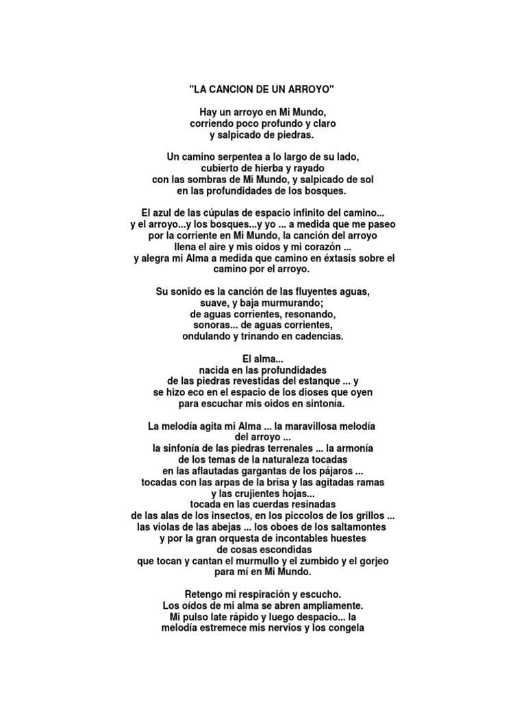 La Canción de Un Arroyo | PDF | Entretenimiento (general) | Naturaleza
