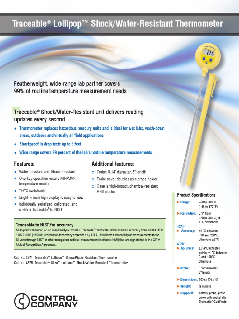 Control Company 4371 Datasheet | PDF | Calibration | Metrology