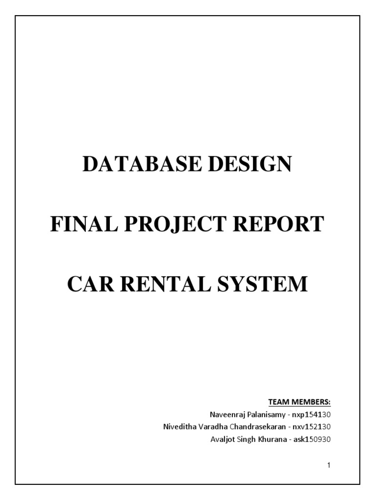 Database Project Report | PDF | Motor Vehicle | Car