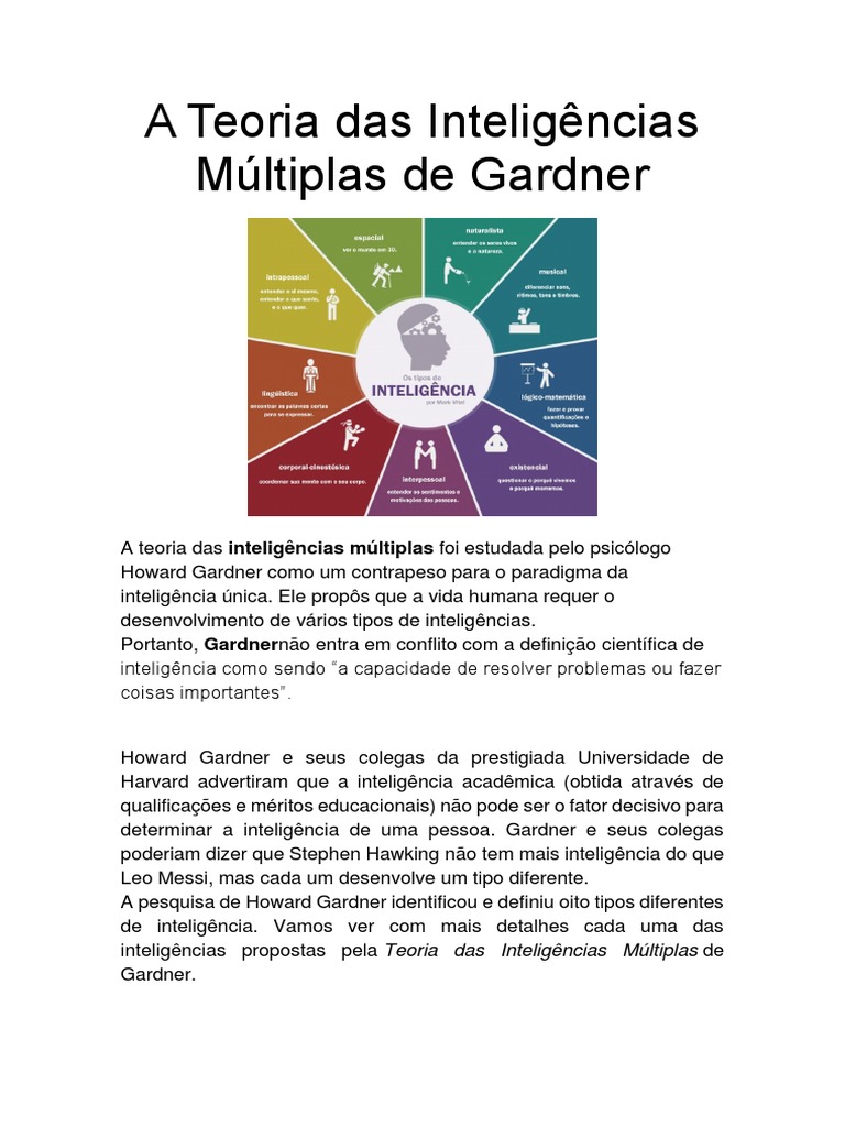 A Teoria Das Inteligências Múltiplas de Gardner | PDF | Inteligência ...