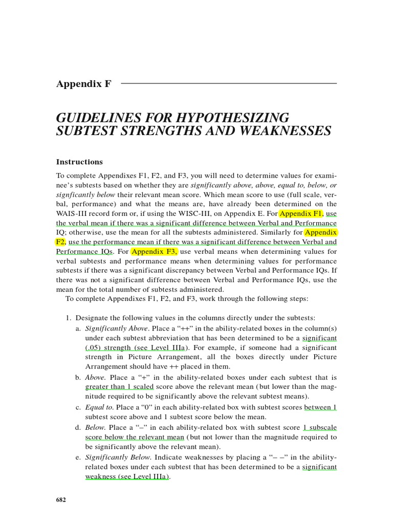 Subtest Strengths and Weaknesses Guidelines | PDF | Wechsler Adult ...