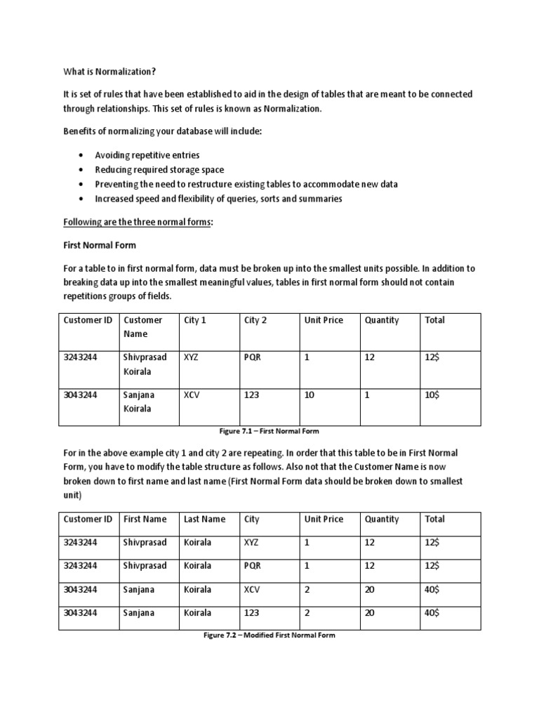 Figure 7.1 - First Normal Form | Download Free PDF | Database Index ...
