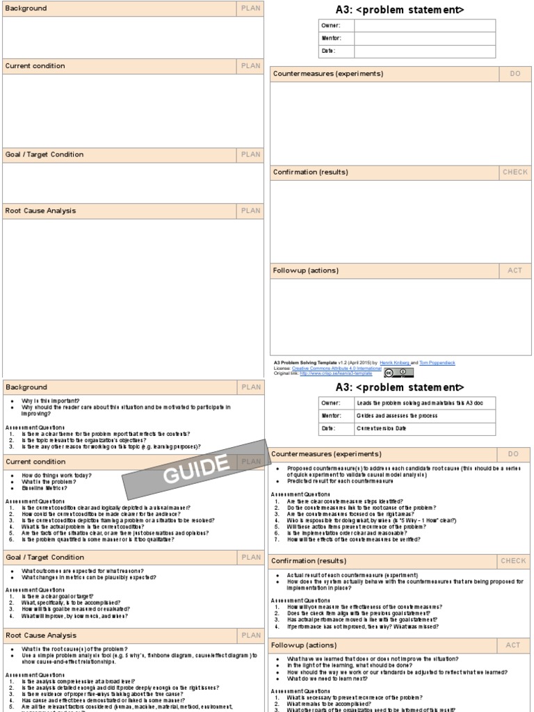 A3 Problem Solving Template | PDF | Causality | Experiment
