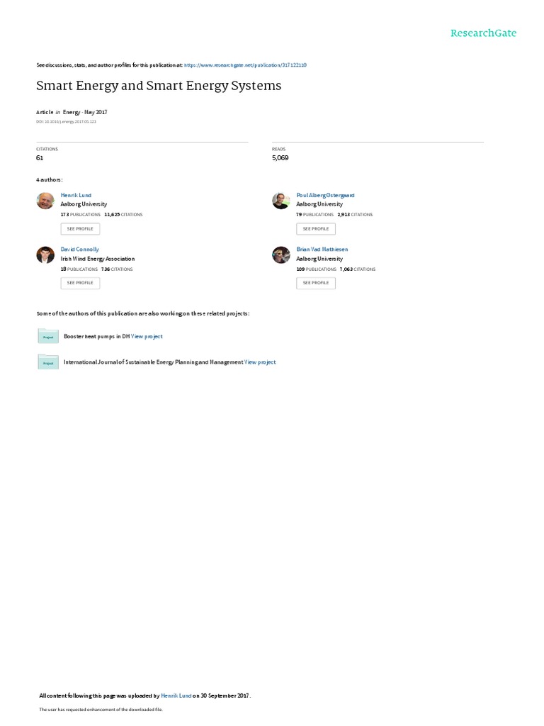 Smart Energy and Smart Energy Systems | PDF | District Heating ...