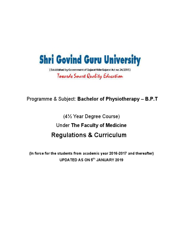 BPT Syllabus As On 5th Jan 19 | PDF | Physical Therapy | Health Care