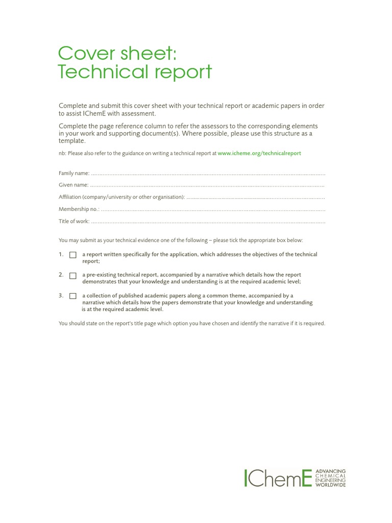 Cover Sheet Technical Report | PDF | Chemical Engineering | Engineering