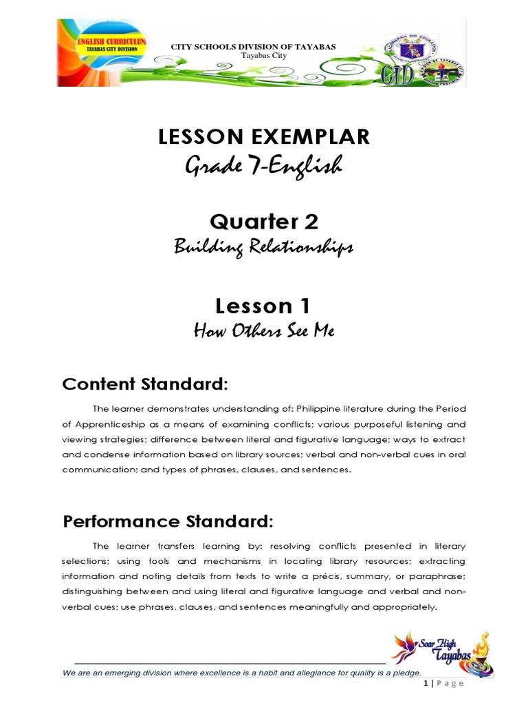 G7 English Lesson Exemplar 2nd Quarter PDF | PDF | Books | Learning