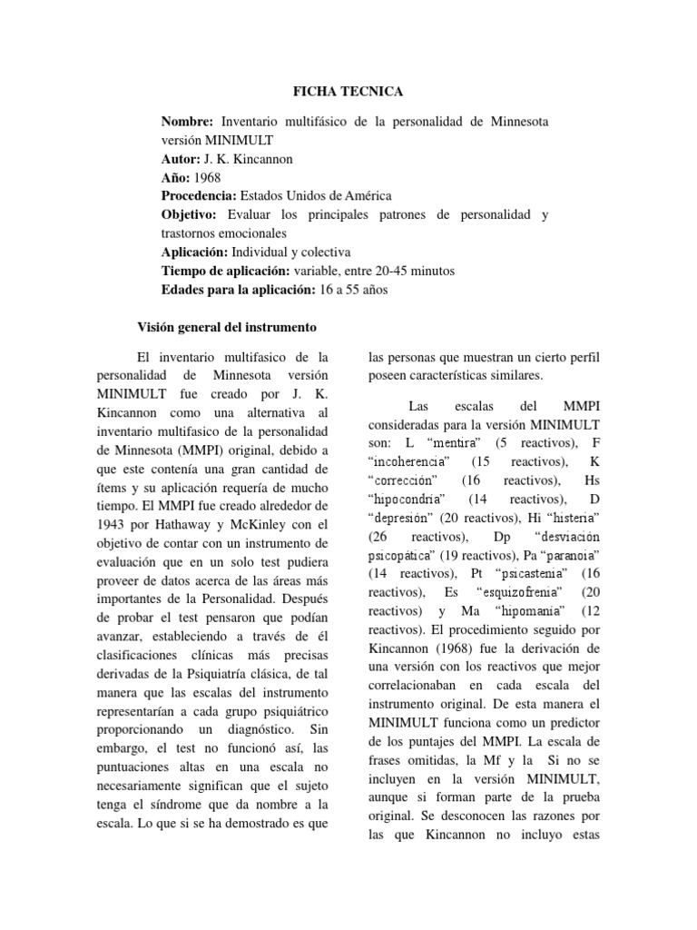 Mini Mut | PDF | Validez (Estadísticas) | Ciencias del comportamiento