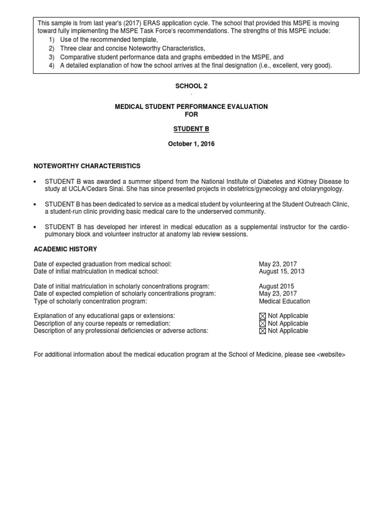 Sample For Mspe | PDF | United States Medical Licensing Examination ...