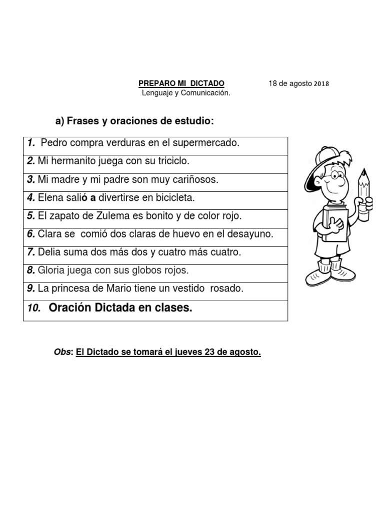 Dictado de Oraciones | PDF