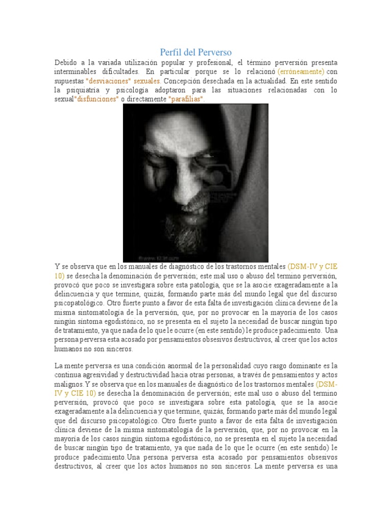 Psicología del Perverso: Perfil y Diagnóstico | PDF | Psicosis ...