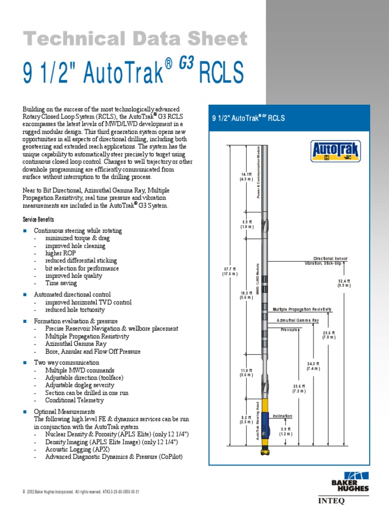 9 1/2" Autotrak RCLS: Technical Data Sheet | PDF | Physics | Nature