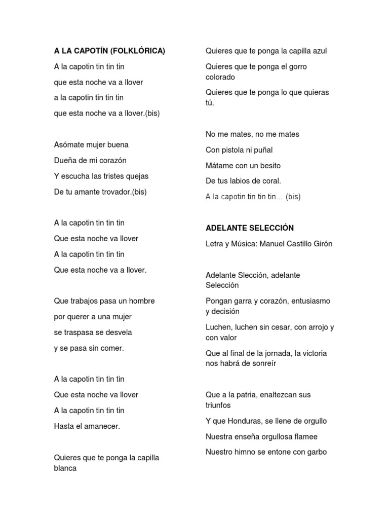 Canciones Folkloricas de Honduras | PDF | Honduras