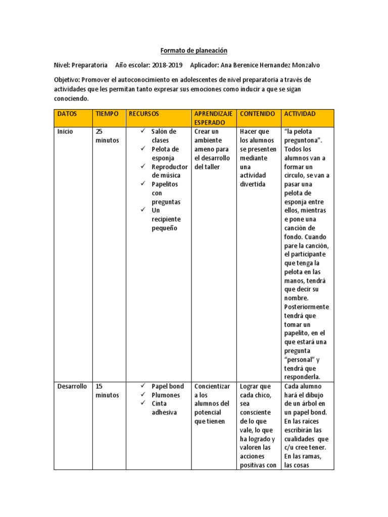 Planeación para Un Taller | PDF | Planificación | Educación avanzada