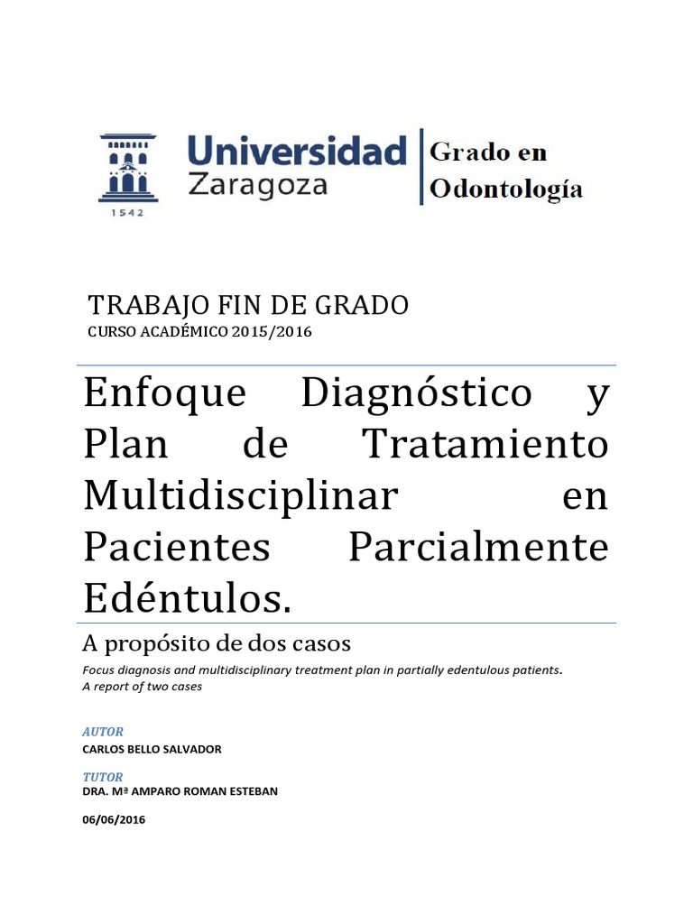 Taz TFG 2016 1184 | PDF | Odontología | Ramas de Odontología