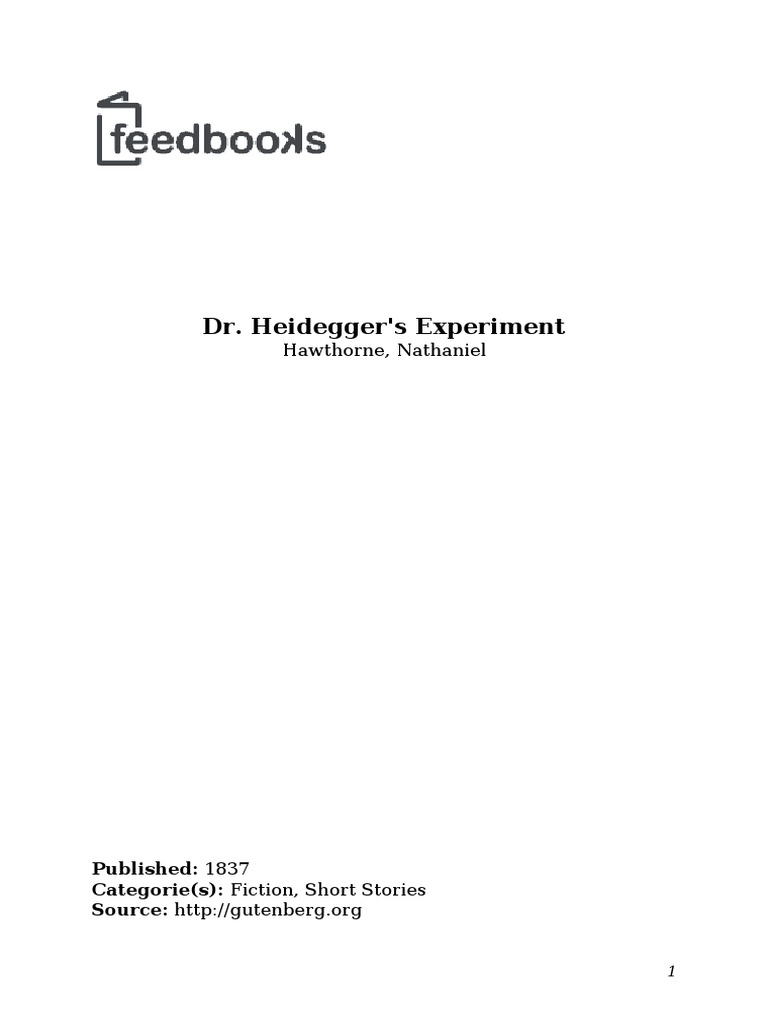 Dr. Heidegger's Experiment Story | PDF | Nathaniel Hawthorne