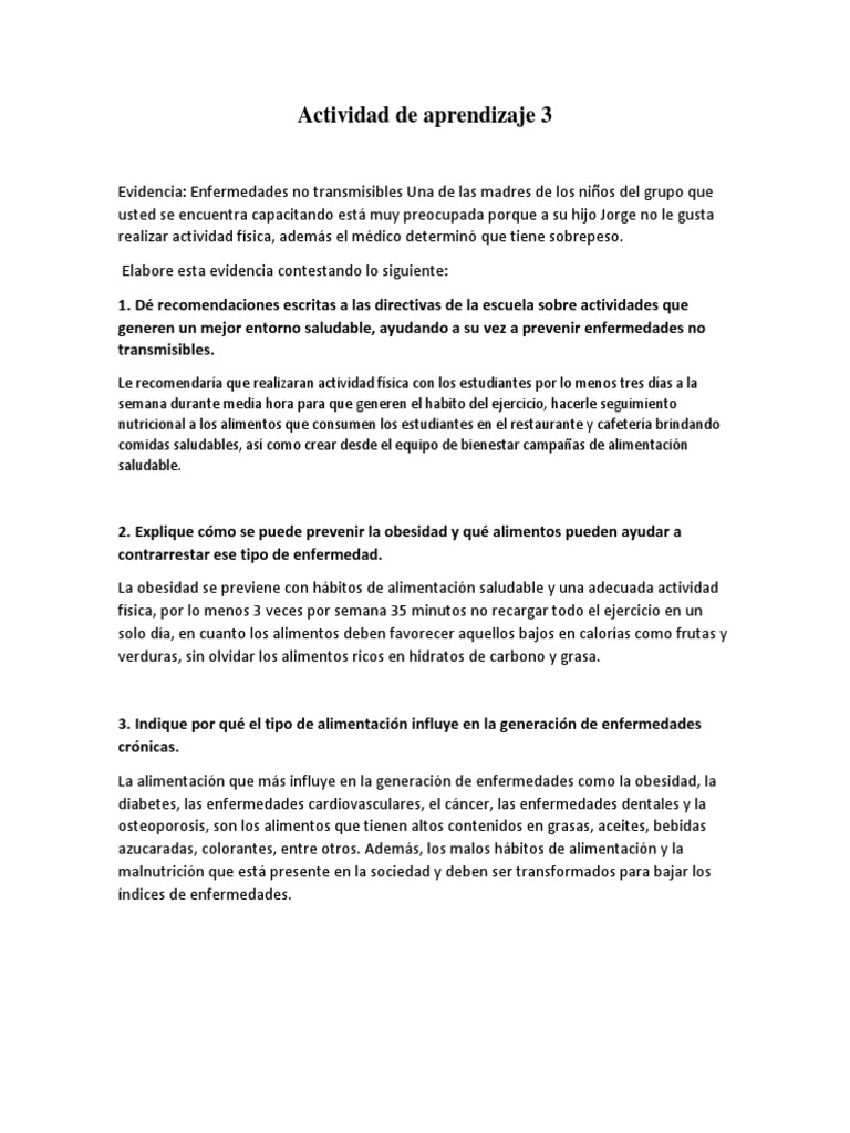Actividad de Aprendizaje 3 | PDF | Obesidad | Alimentos