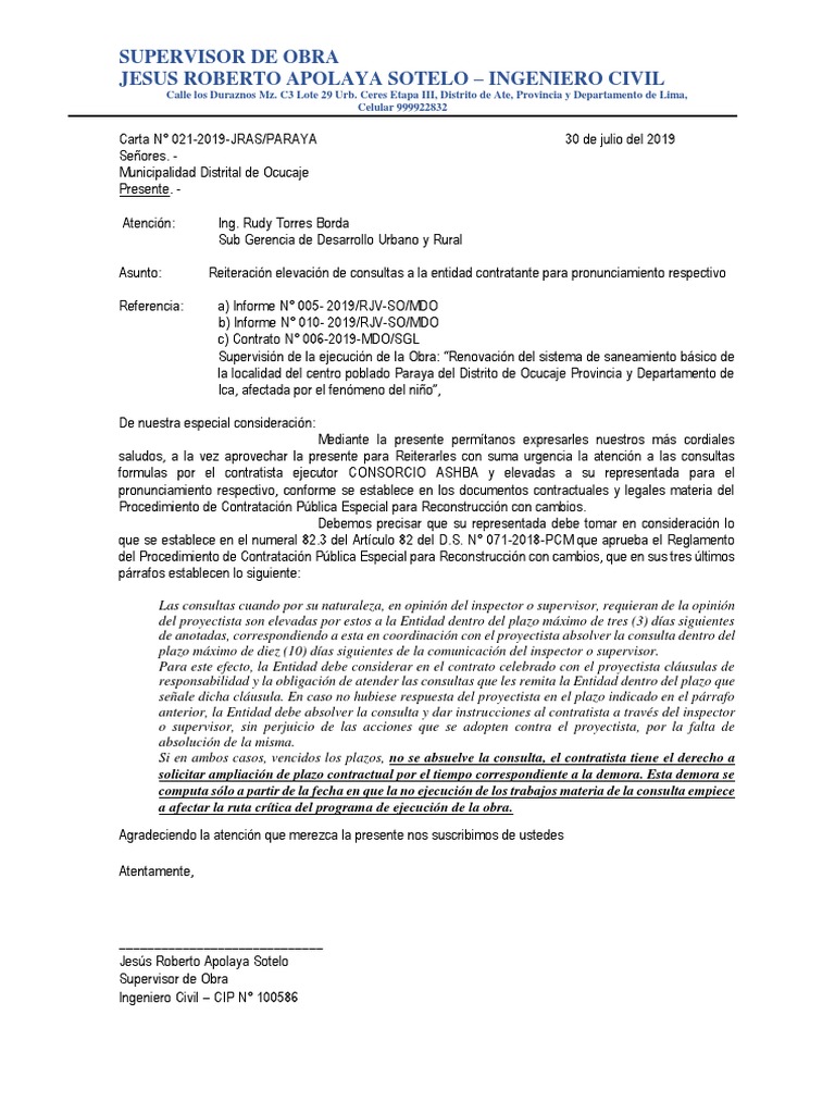 Carta 21 Reiteracion Consultas | PDF | Gobierno