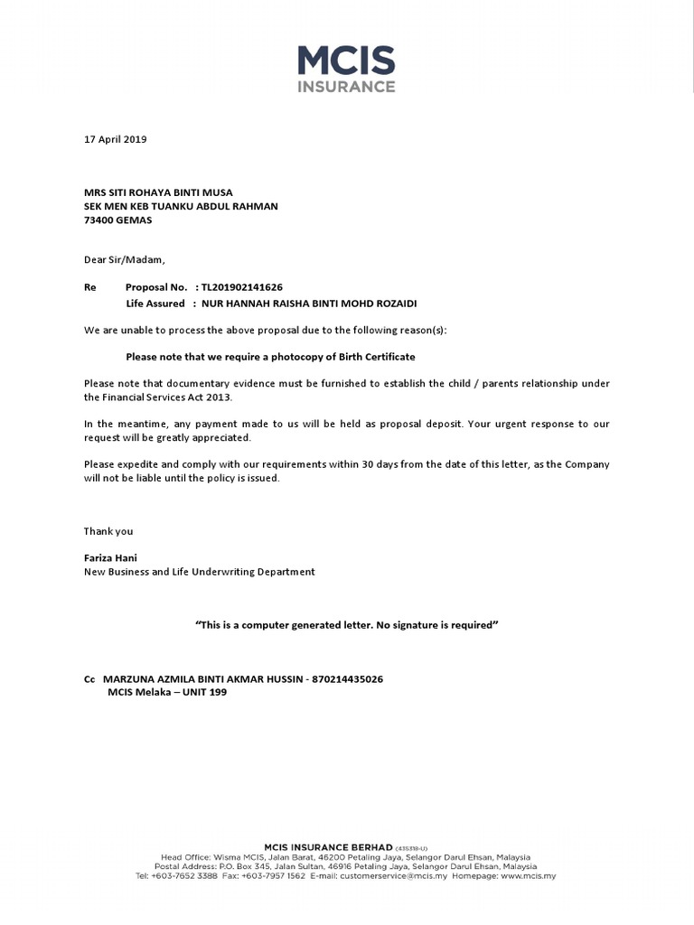 Underwriting Letter | PDF