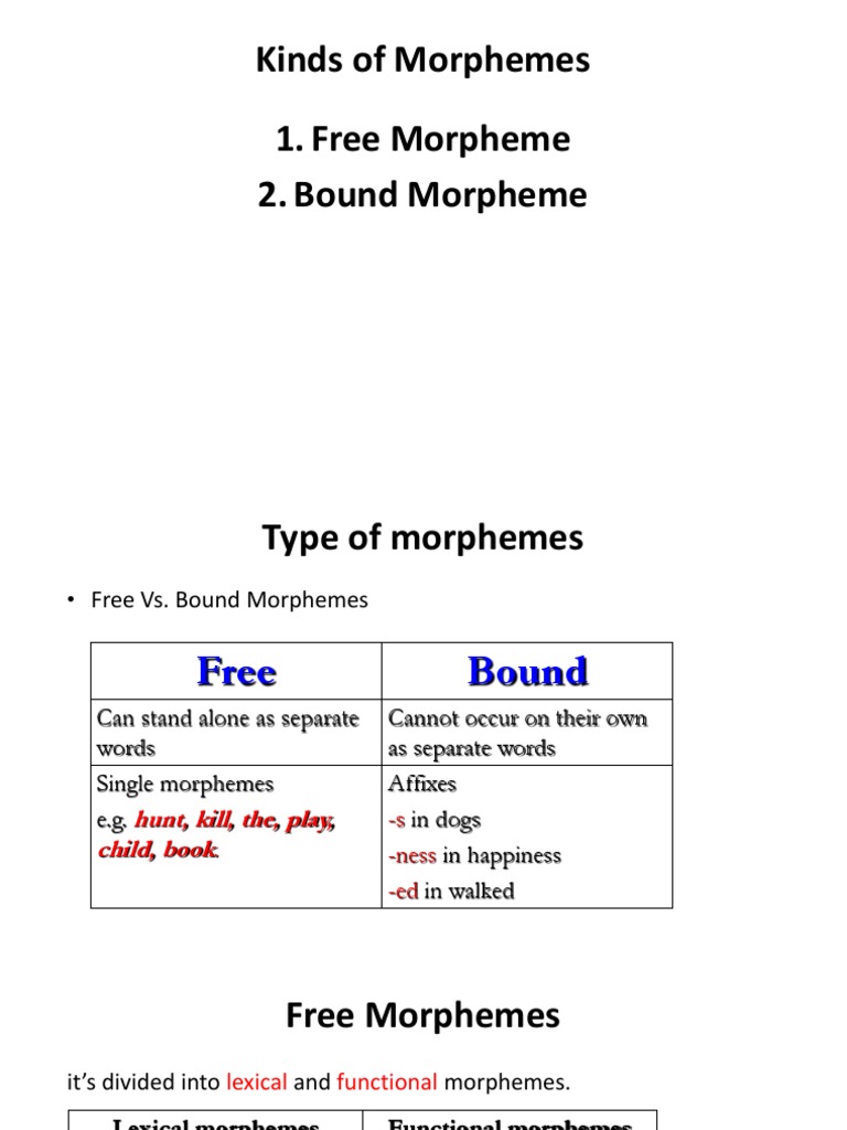 Free and Bound Morphemes Explained | PDF | Word | Part Of Speech