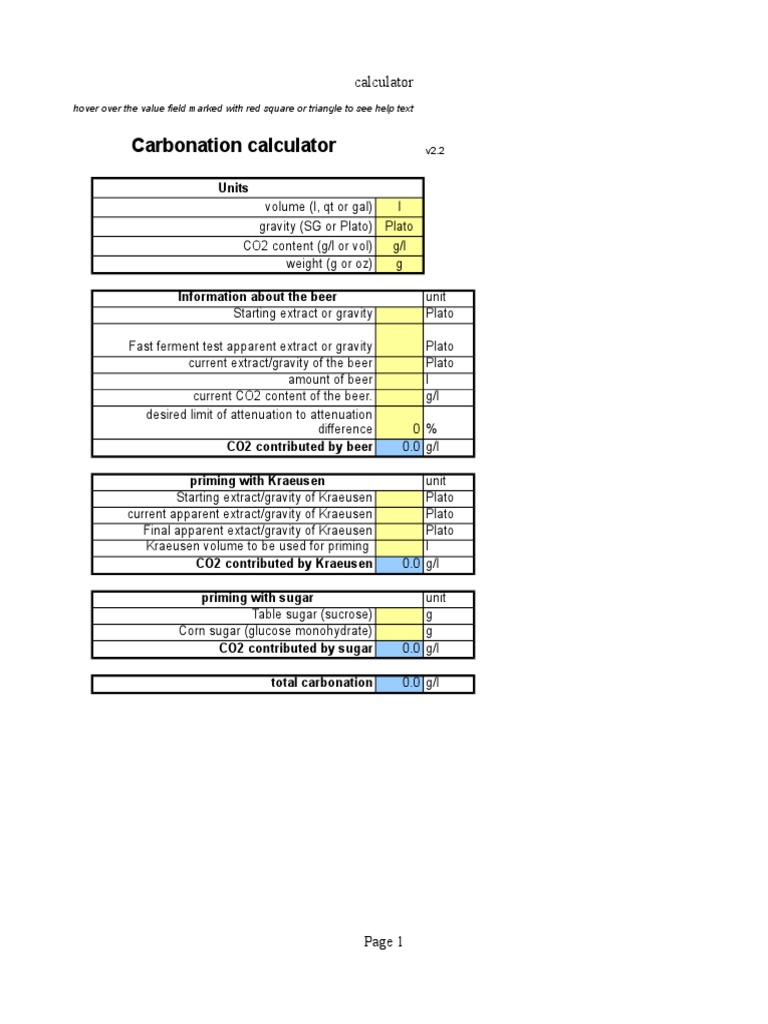 Kaiser Carbonation Calculator Metric | PDF | Brewing | Fermented Drinks