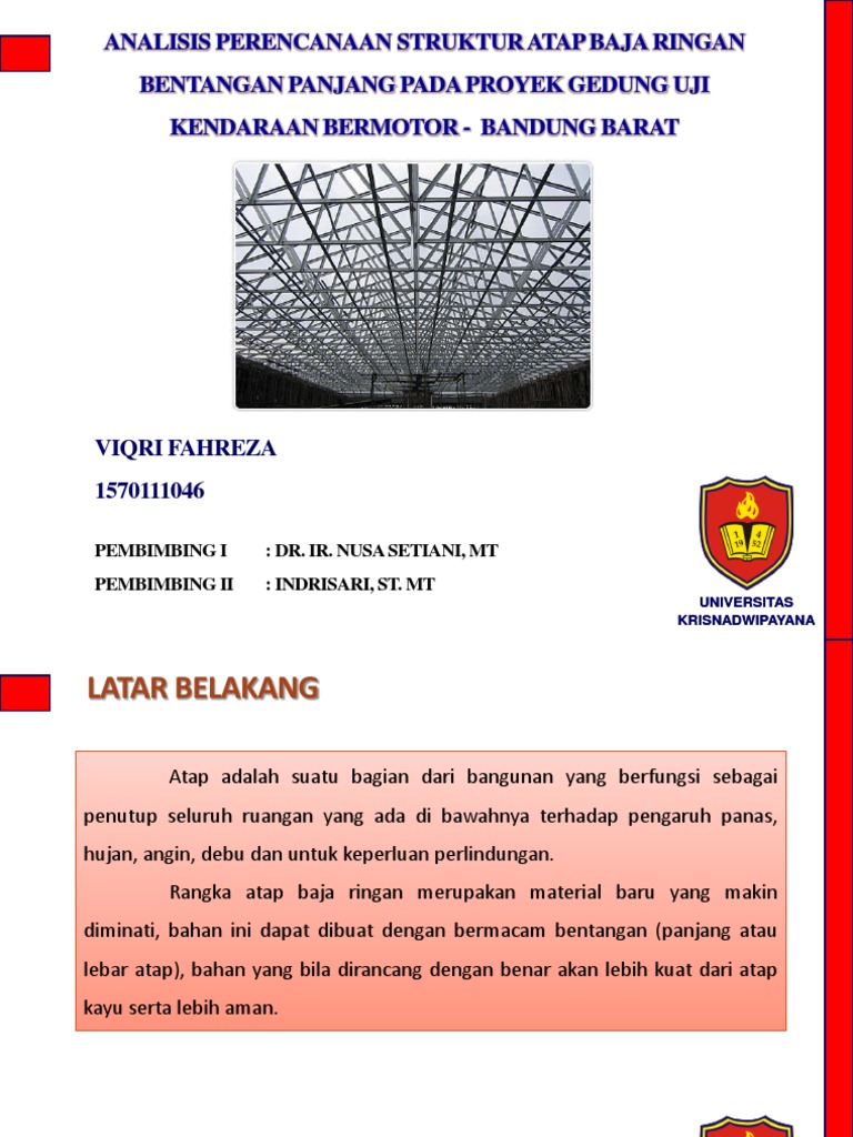 Presentasi Tugas Akhir Analisis Perencanaan Struktur Atap Baja Ringan ...