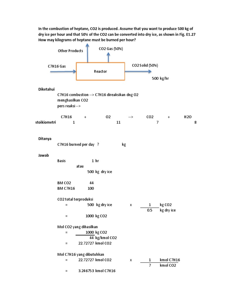 Heptane Combustion Mass Balance Analysis | PDF | Parameter (Computer ...