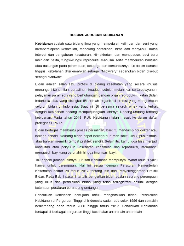 Resume Bidan | PDF | Pengembangan Diri