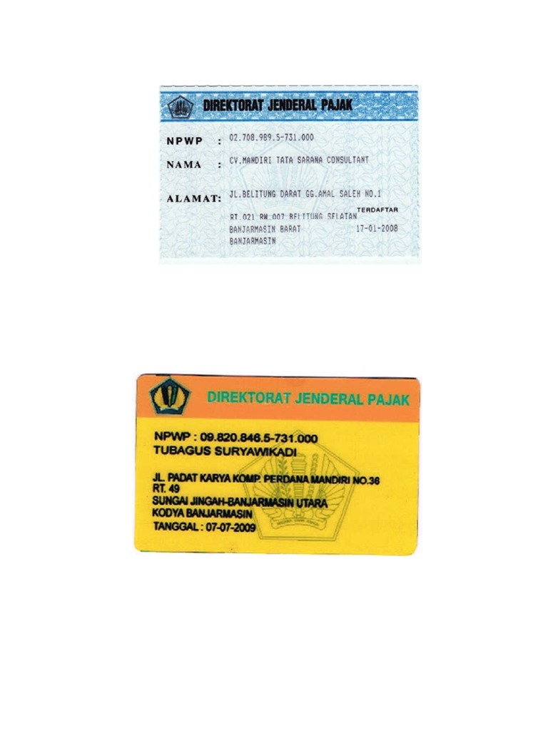 NPWP Cv. Mandiri Tata Sarana Consultant | PDF