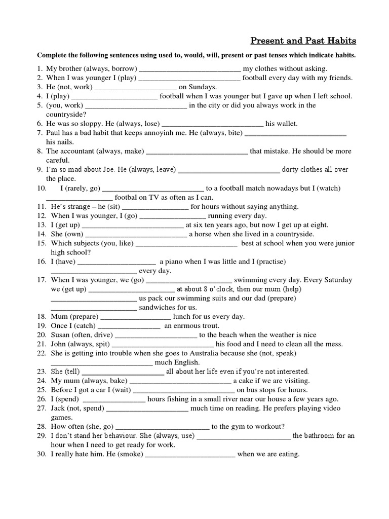 Present and Past Habits | PDF