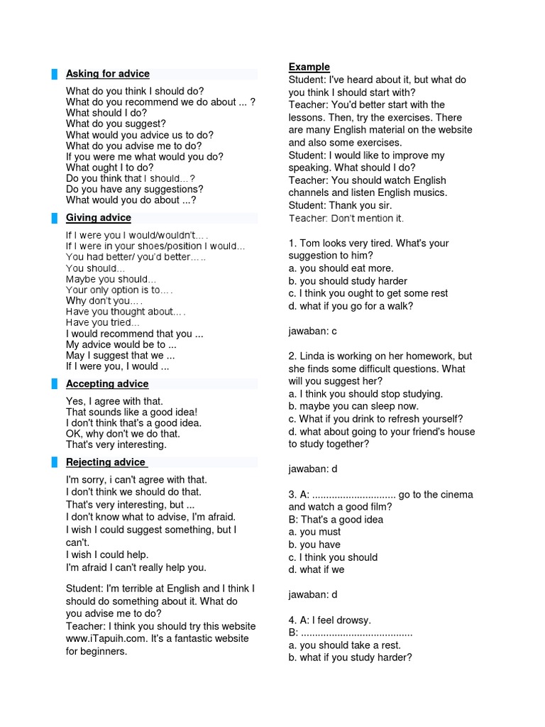 Asking For Advice Example | PDF