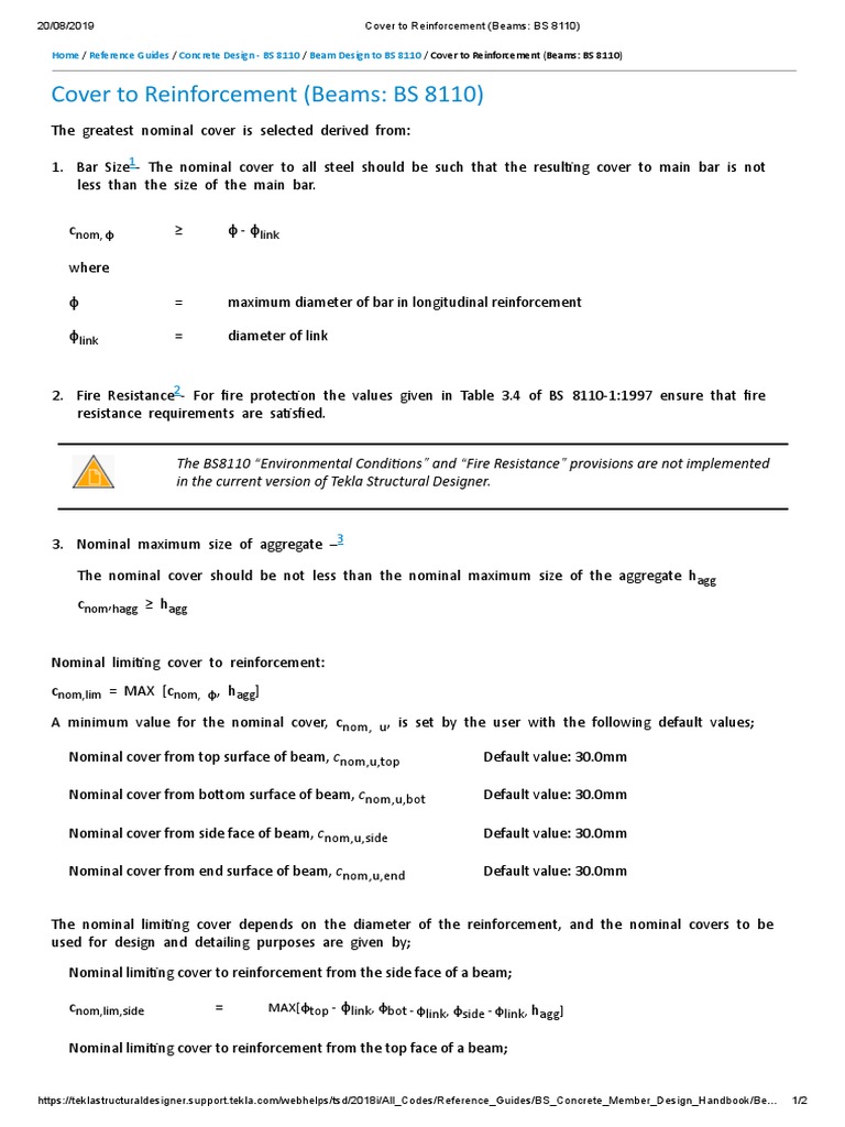 Cover To Reinforcement (Beams - BS 8110) | PDF | Building Engineering ...