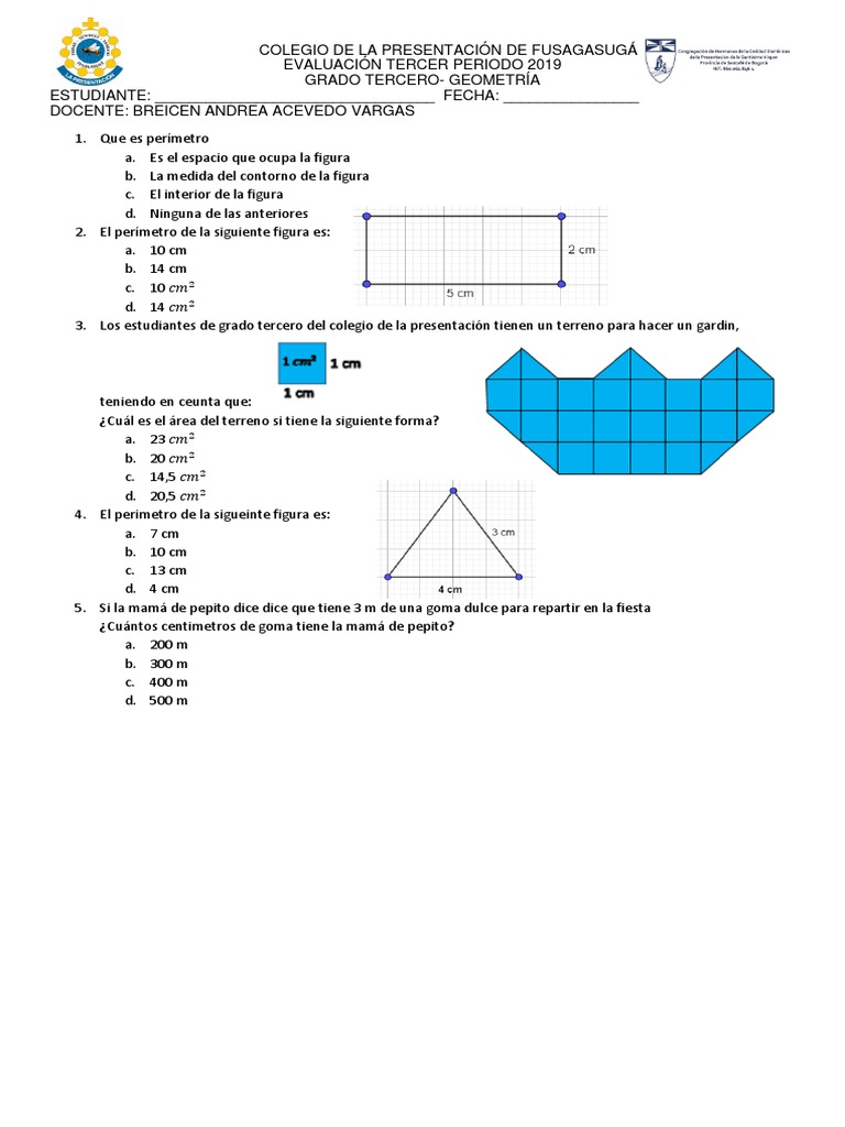 Evaluación de Geometría Tercer Grado | PDF