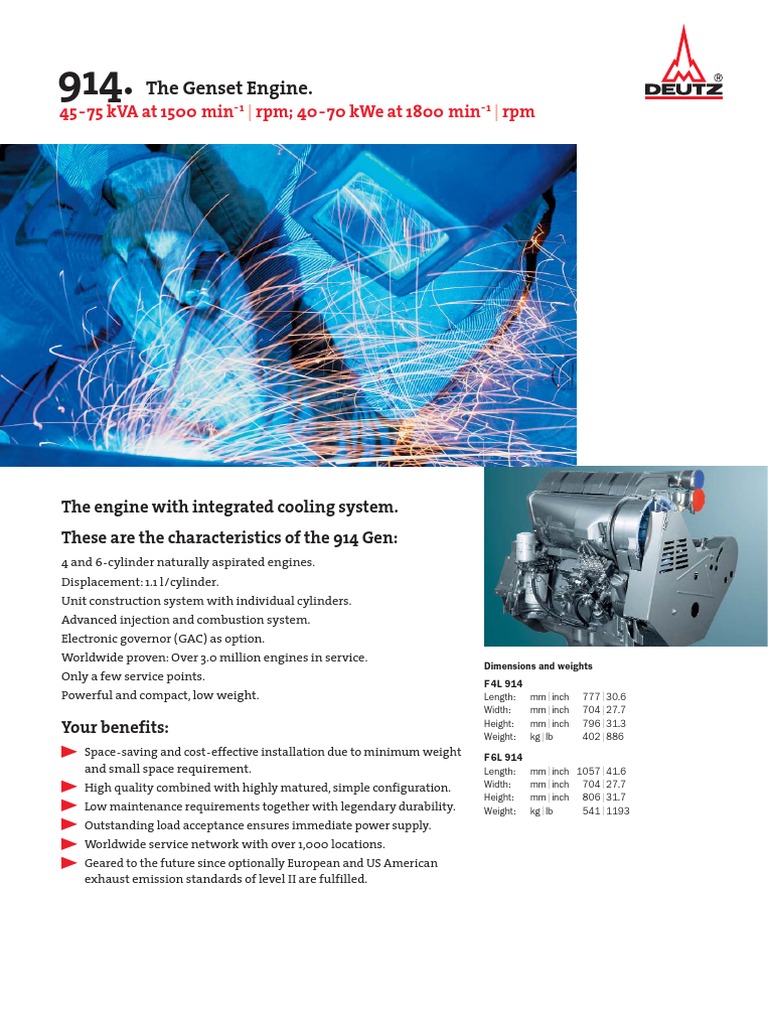 Deutz 914 Genset Specs PDF | PDF | Engines | Vehicle Technology