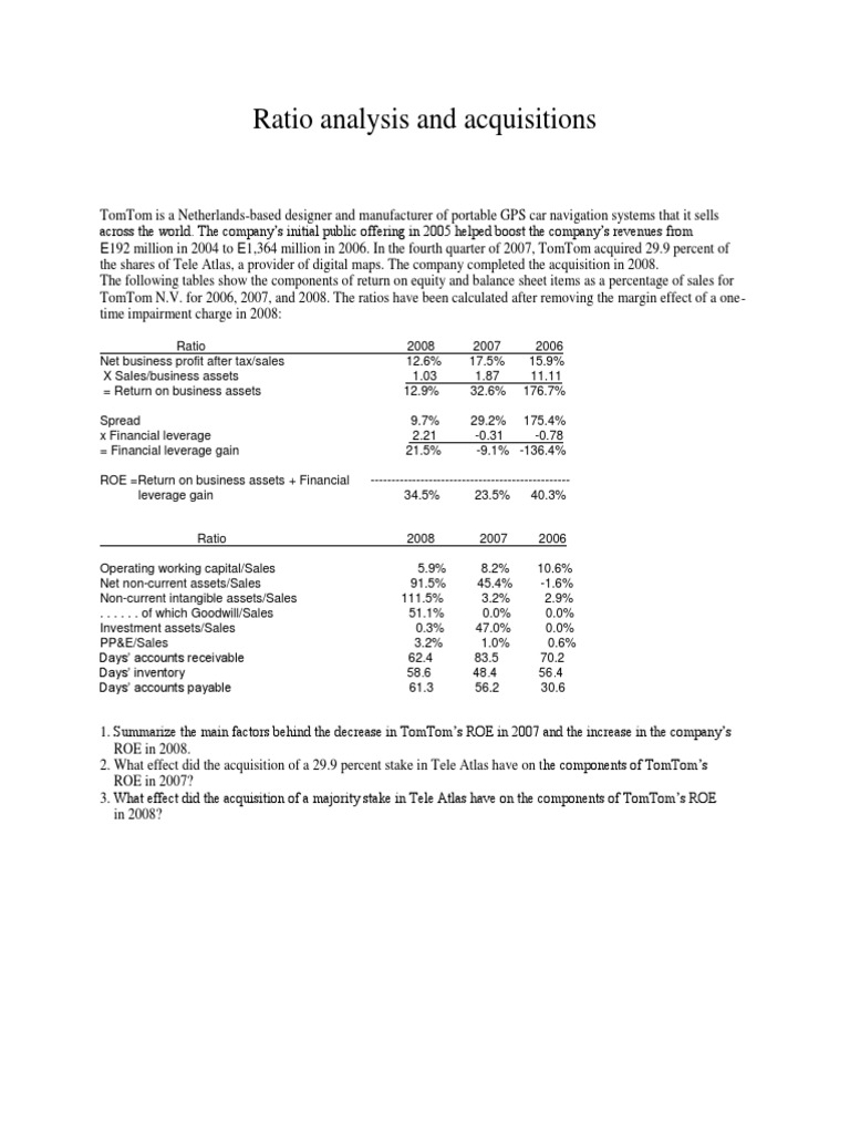 Case 3 - Ratio Analysis and Acquisitions | Download Free PDF | Equity ...