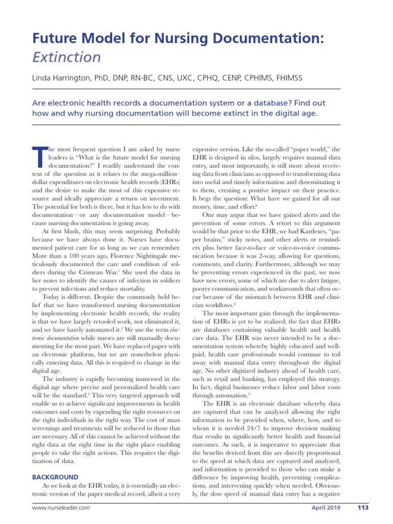 Extinction: Future Model For Nursing Documentation | Download Free PDF ...