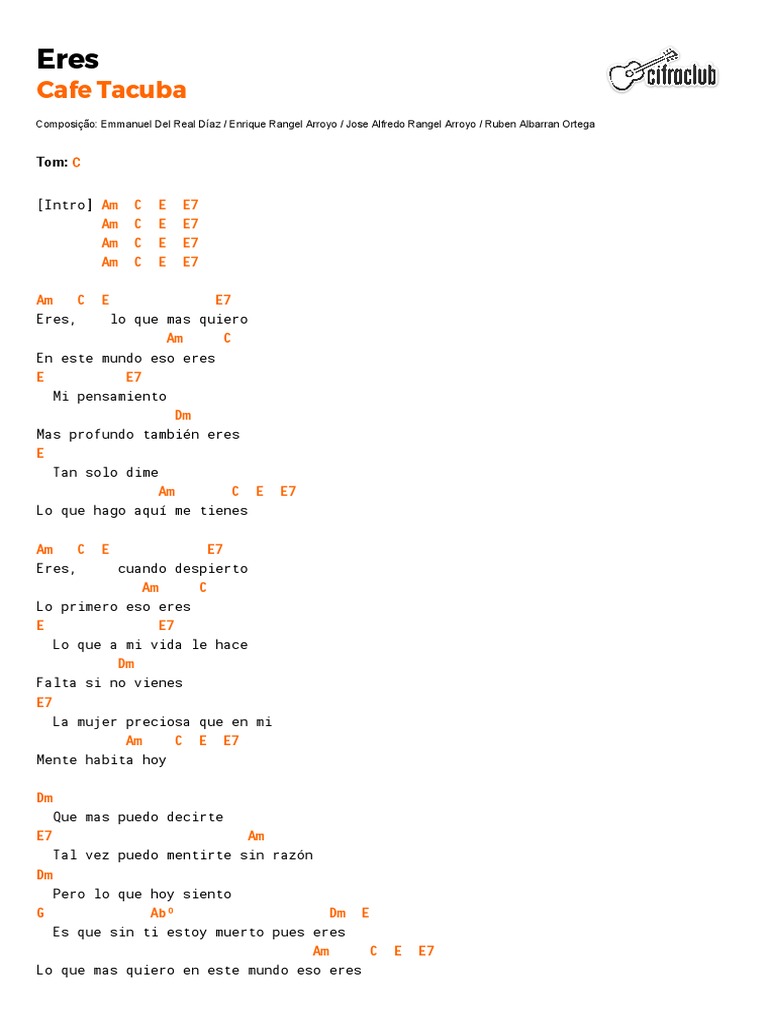 Cifra Club - Cafe Tacuba - Eres | PDF | Entretenimiento (general)