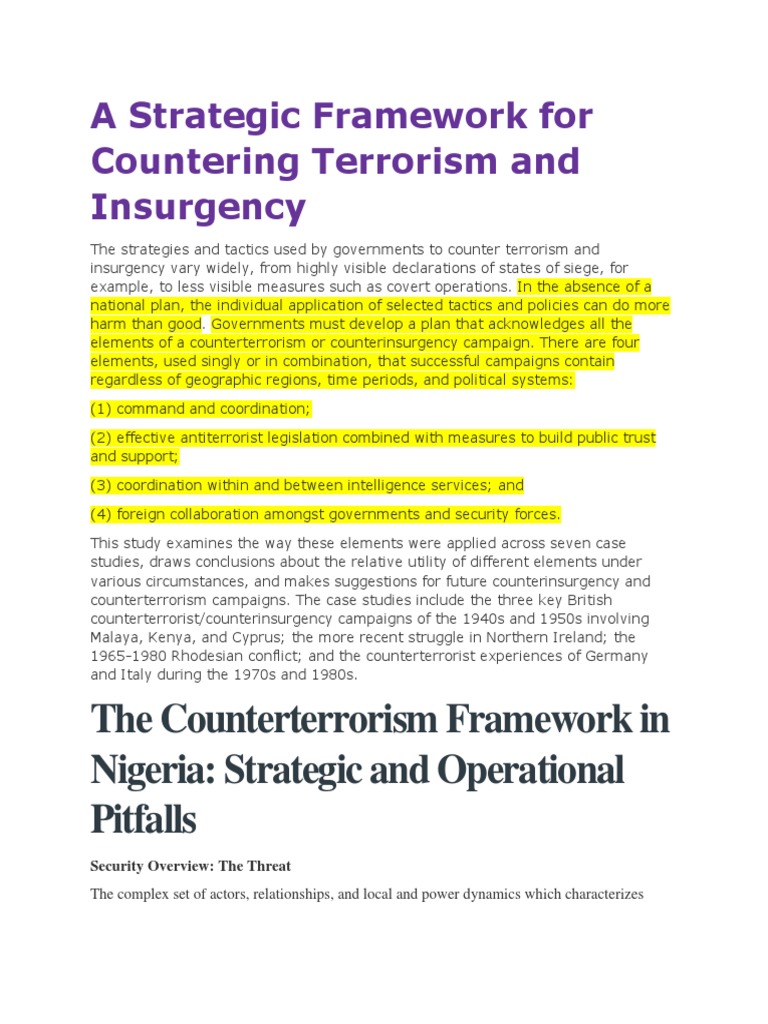 A Strategic Framework for Countering Terrorism: An Analysis of Nigeria ...