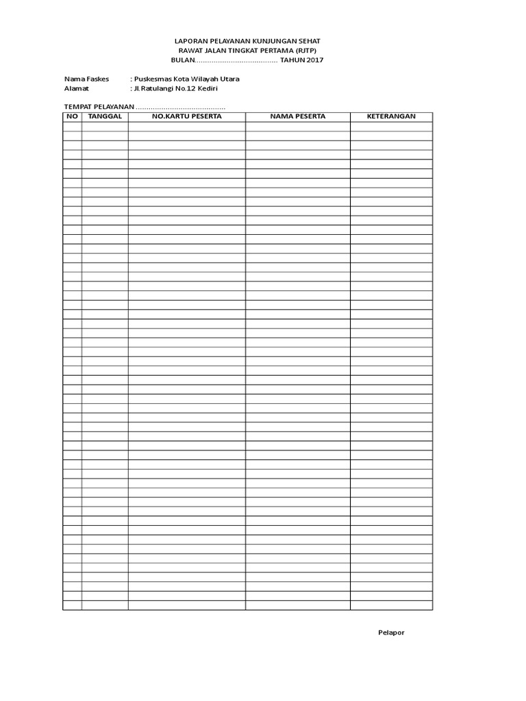 Form Kunjungan Sehat | PDF