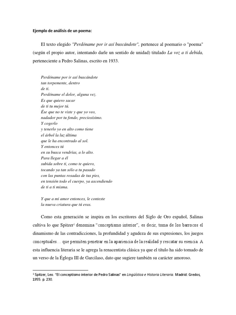 Ejemplo de Análisis de Un Poema de Pedro Salinas | Poesía | Science