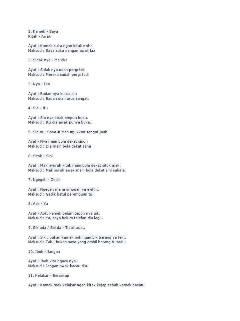 Bahasa Sarawak | PDF