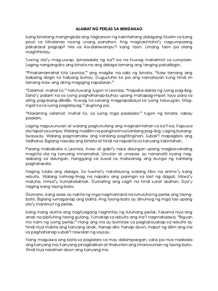 Alamat NG Perlas Sa Mindanao | PDF