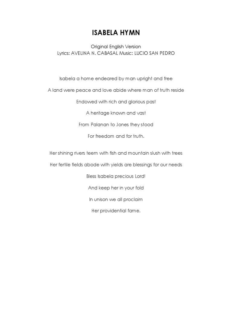 Isabela Hymn | PDF | National Anthems | Institutional Songs