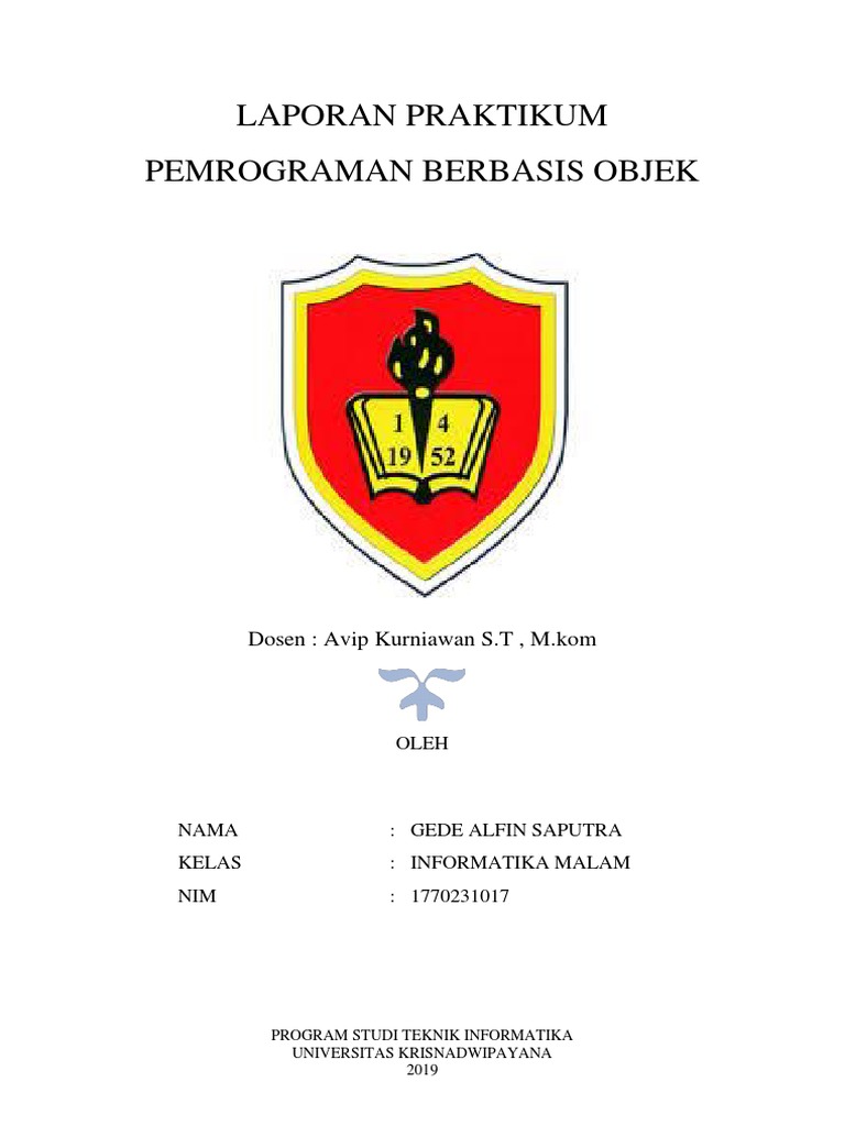 Laporan Praktikum PBO | PDF | Teknologi & Rekayasa